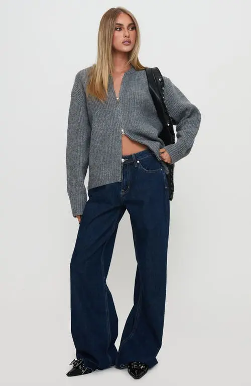 Princess Polly Lexene Zip Cardigan - Grey