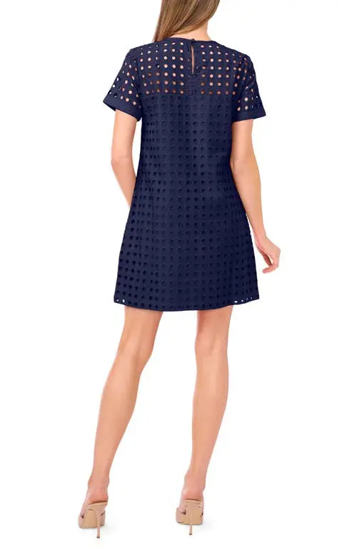 CECE DUPRAZ Circle Eyelet Shift Dress - Classic Navy