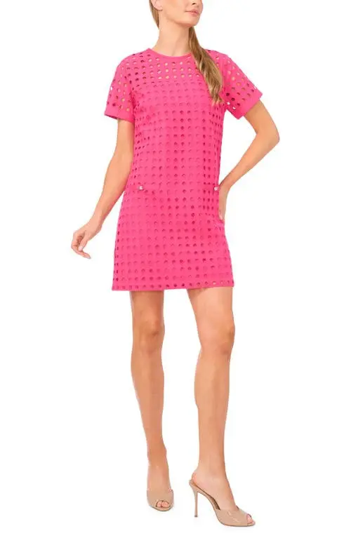 CECE DUPRAZ Circle Eyelet Shift Dress - Pink Taffy