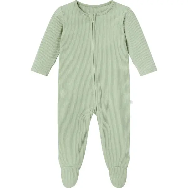 MORI Ribbed Two-way Zip-up Sleepsuit - Sage