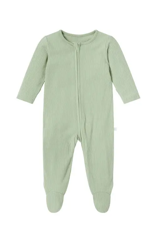 MORI Ribbed Two-way Zip-up Sleepsuit - Sage
