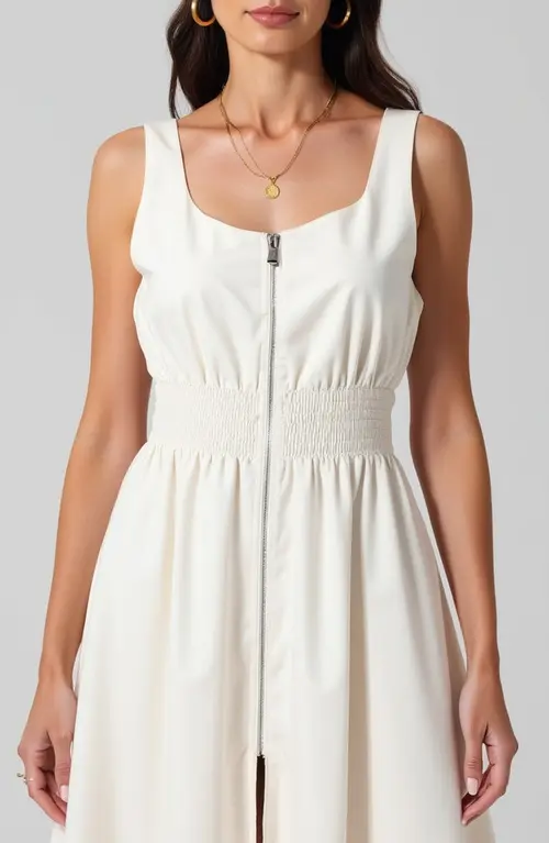 MODENAIRE Sleeveless Midi Dress With Smocked Waist