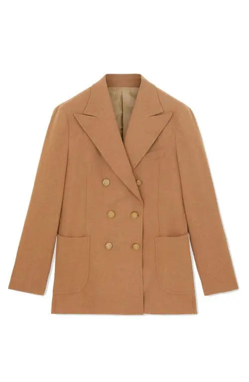 FORTELA Bobbie Classic Double-breasted Flannel Jacket - Camel