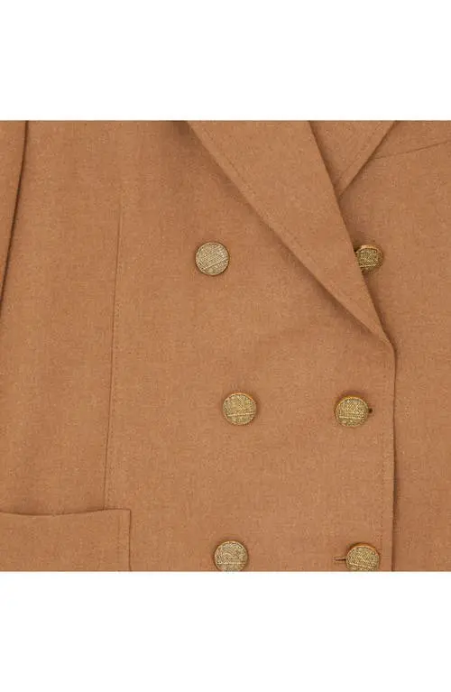 FORTELA Bobbie Classic Double-breasted Flannel Jacket - Camel