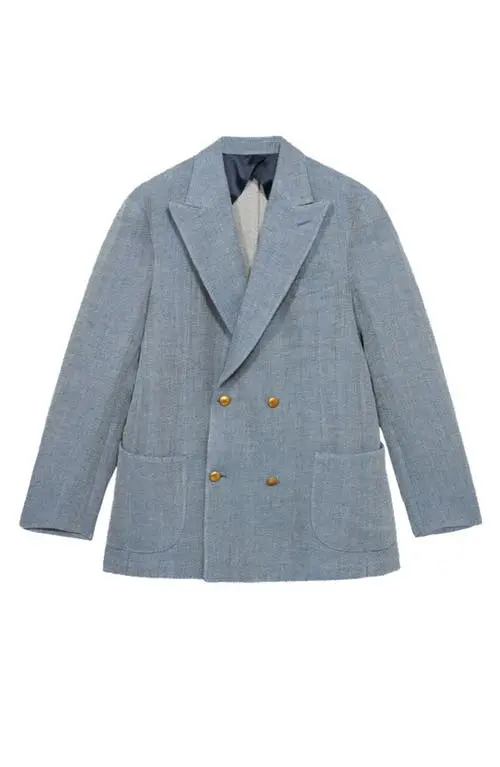 FORTELA David Double-breasted Linen Blend Jacket - Sky