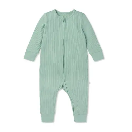 MORI Ribbed Two-way Zip-up Sleepsuit - Mint