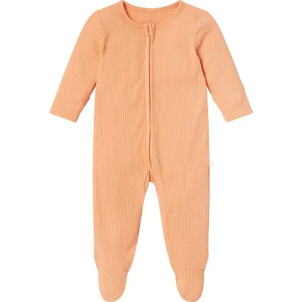 MORI Ribbed Two-way Zip-up Sleepsuit - Orange