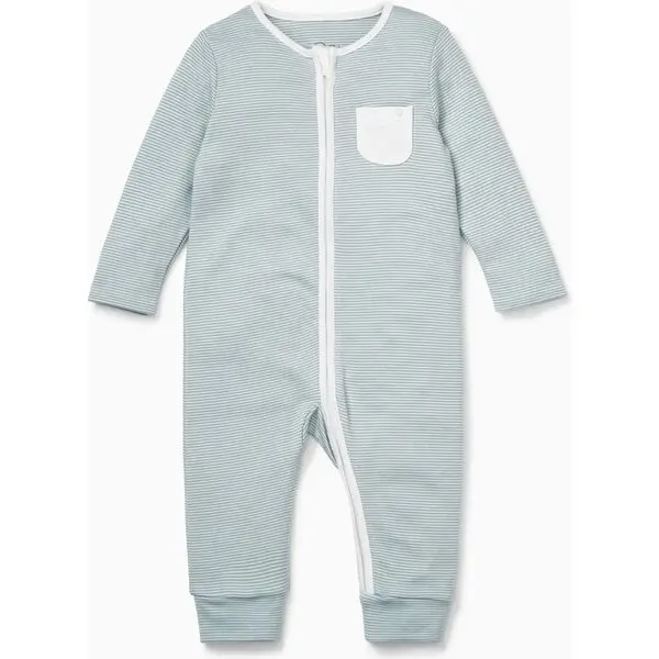 MORI Zip-up Romper - Blue Stripe