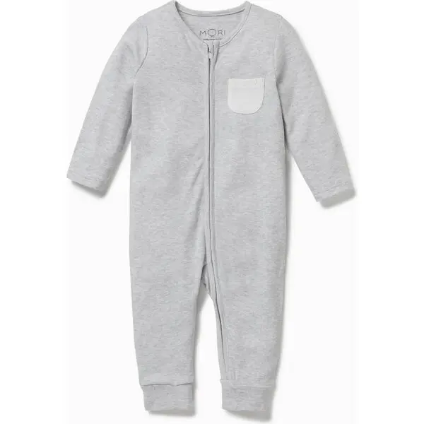 MORI Zip-up Romper - Grey Marl