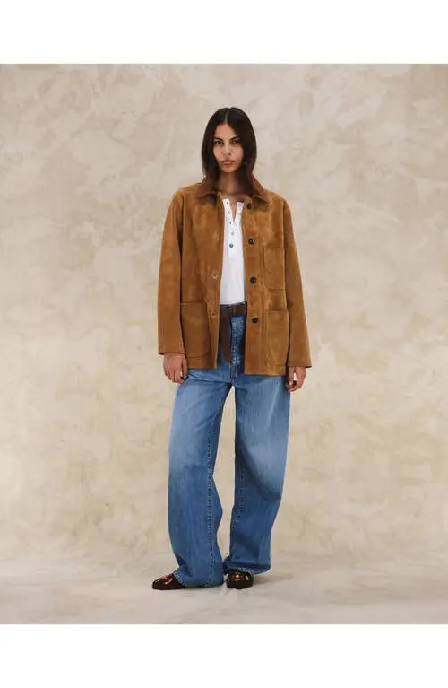 FORTELA Montana Work Suede Leather Jacket - Camel