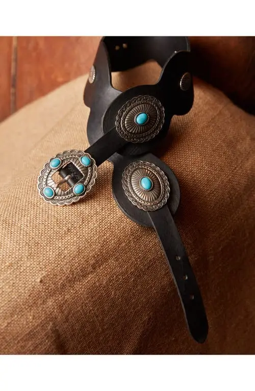 FORTELA Leather Belt With Turquoise Details - Kai