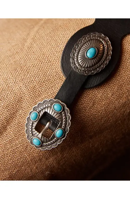FORTELA Leather Belt With Turquoise Details