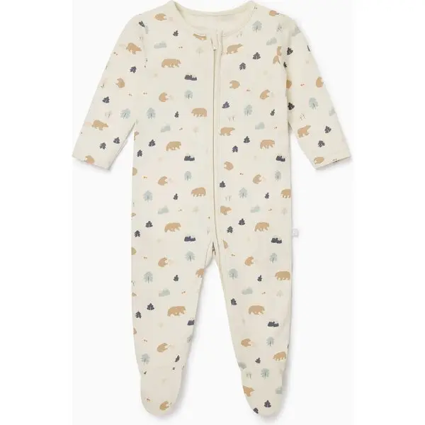 MORI Two-way Zip-up Sleepsuit - Bear Print