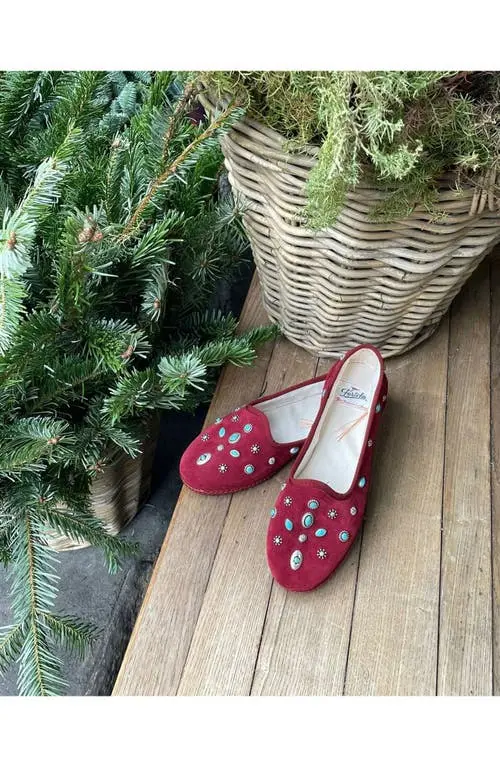 FORTELA Friulane Suede Slippers - Cherry