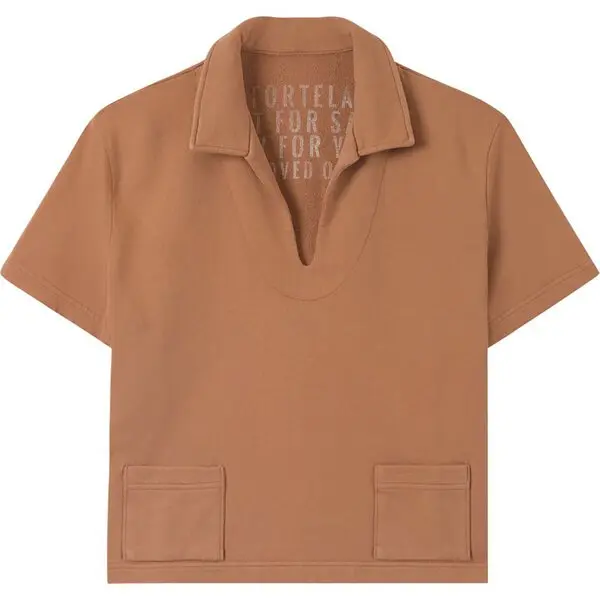 FORTELA Grand Brushed Jersey V-neck Sweatshirt - Camel