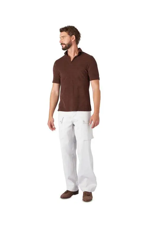 FORTELA Sullivan Terry Cloth Jersey Polo - Brown