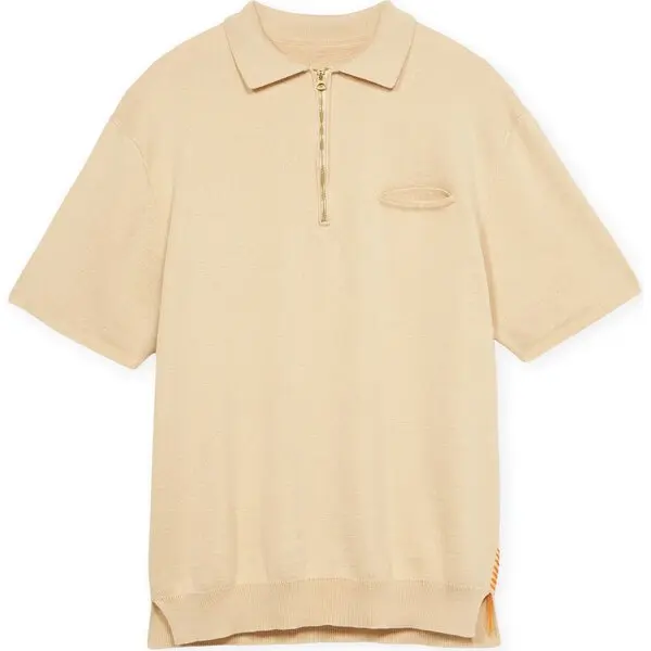 FORTELA Laight 3/4 Zip Short Sleeve Polo - Ecru