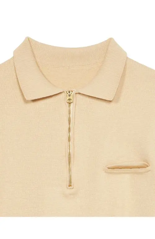 FORTELA Laight 3/4 Zip Short Sleeve Polo - Ecru
