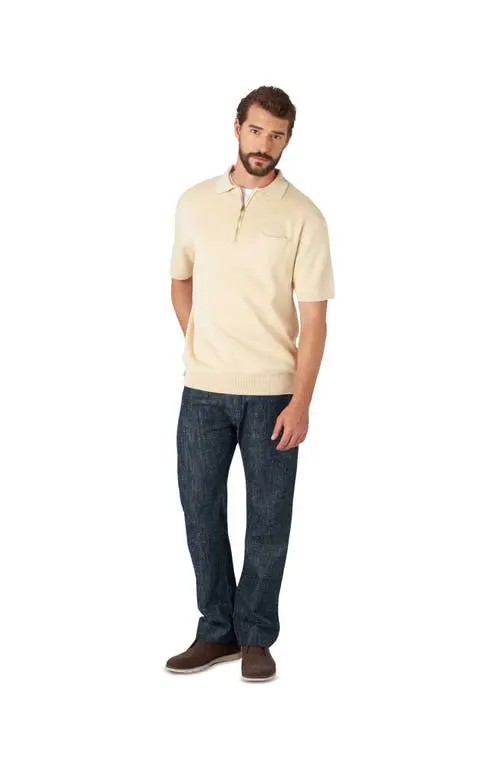 FORTELA Laight 3/4 Zip Short Sleeve Polo - Ecru