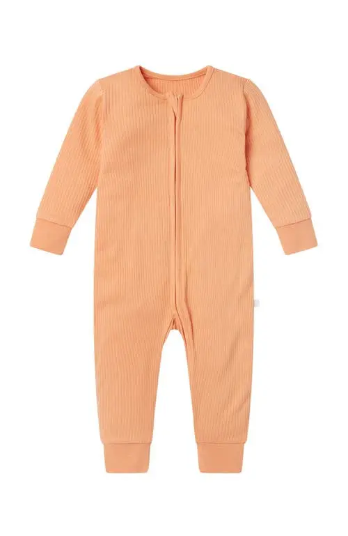 MORI Ribbed Two-way Zip-up Sleepsuit - Orange