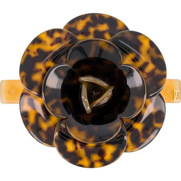 Alexandre De Paris Acetate Camelia Flower Barrette - Tortoiseshell