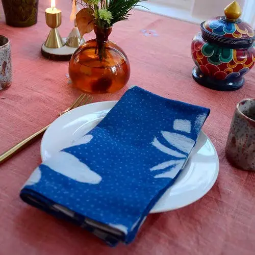 ICHCHA Hand Block Printed Lotus Napkin