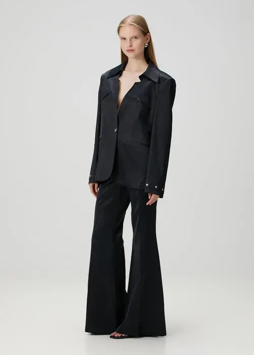 PCFG Shiny Woven Flare Pants - Black