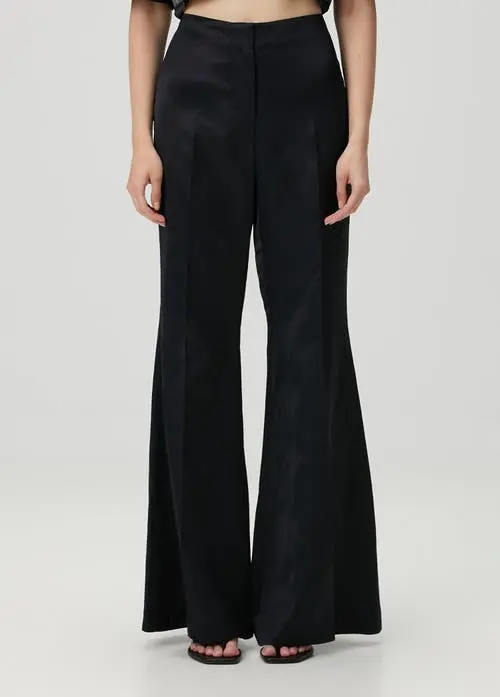 PCFG Shiny Woven Flare Pants - Black
