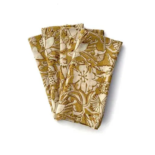 ICHCHA Hand Block Print Cotton Napkins - Gold