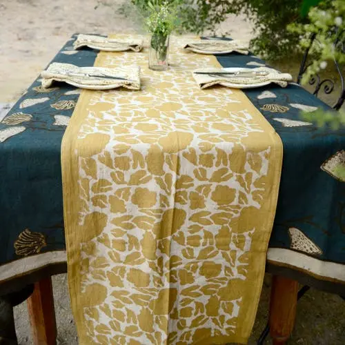 ICHCHA Mustard Cotton Table Runner