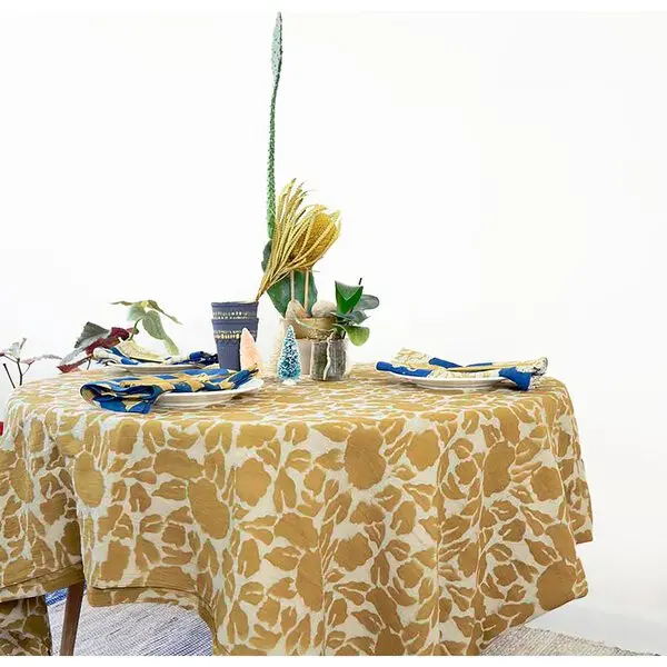ICHCHA Hand Block Printed Tablecloth - Yellow