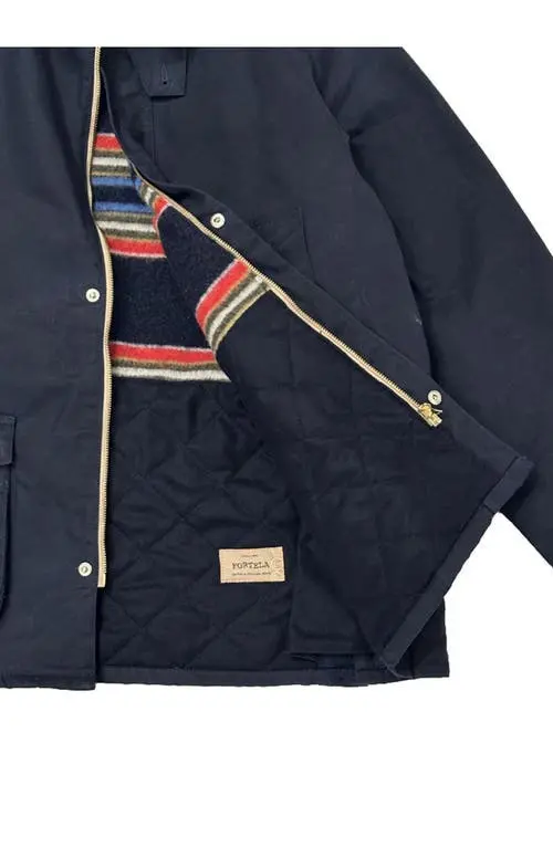 FORTELA Bristol Waxed Canvas Jacket - Navy Blue