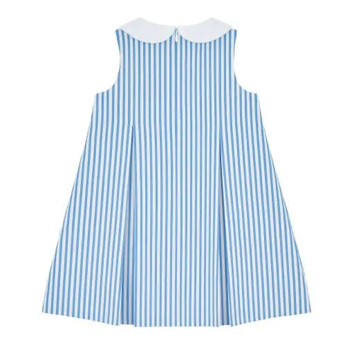 FLORENCE EISEMAN Striped Seersucker Dress With Appliqués