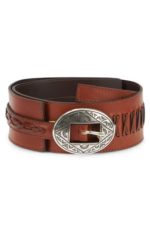 FORTELA Carol Leather Belt With Engraved Buckle - Rust
