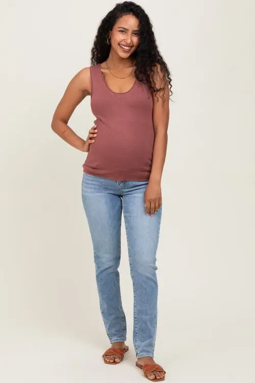 PINKBLUSH Vintage Wash Maternity Skinny Jeans - Light Blue