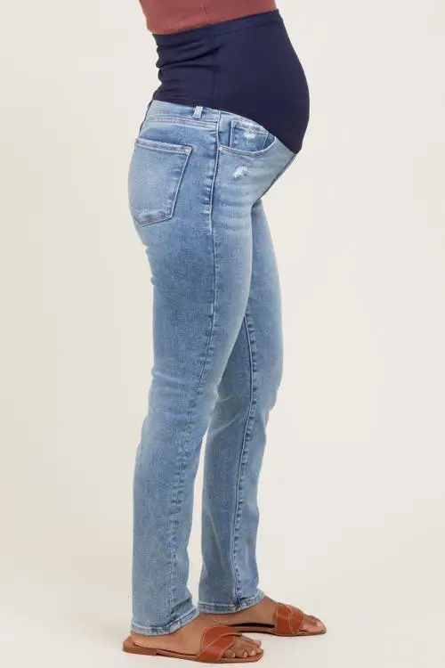 PINKBLUSH Vintage Wash Maternity Skinny Jeans