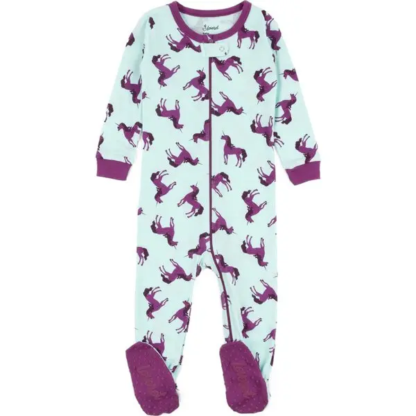 LEVERET Footed Cotton Family Pajamas - Unicorn Purple