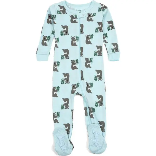 LEVERET Printed Cotton Matching Family Pajamas - Blue Koala