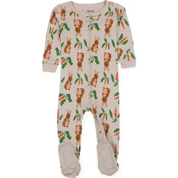LEVERET Footed Cotton Easter Matching Family Pajamas - Rabbit