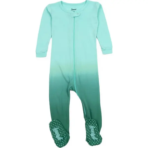 LEVERET Footed Cotton Pajamas - Tie Dye Aqua