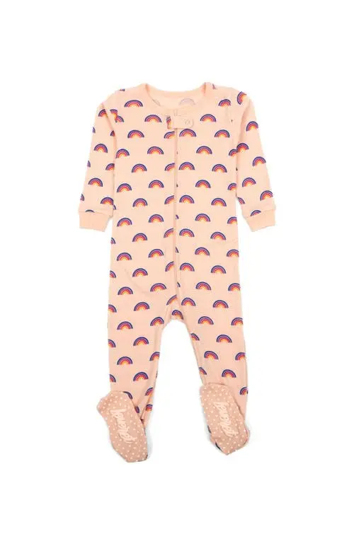LEVERET Printed Cotton Matching Family Pajamas - Pink Rainbow