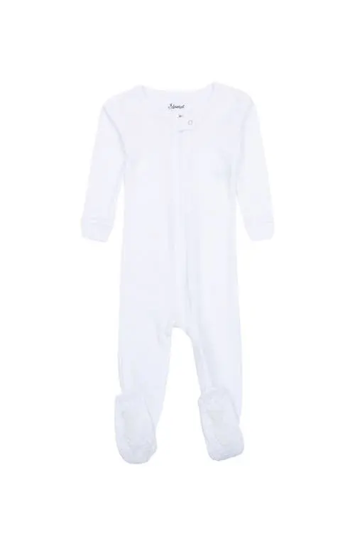 LEVERET Footed Matching Family Pajamas - White
