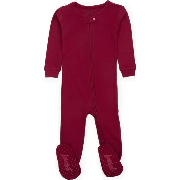 LEVERET Footed Cotton Family Pajamas - Maroon