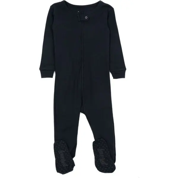 LEVERET Footed Solid Cotton Family Pajamas - Navy