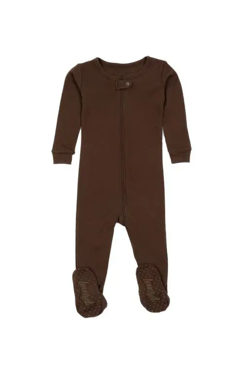 LEVERET Footed Matching Family Pajamas - Brown