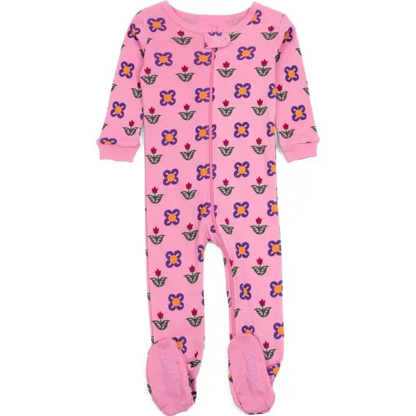 LEVERET Footed Cotton Matching Family Pajamas - Flower Pot