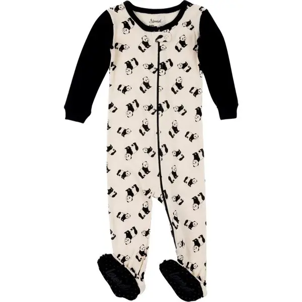 LEVERET Footed Printed Cotton Family Pajamas - Panda