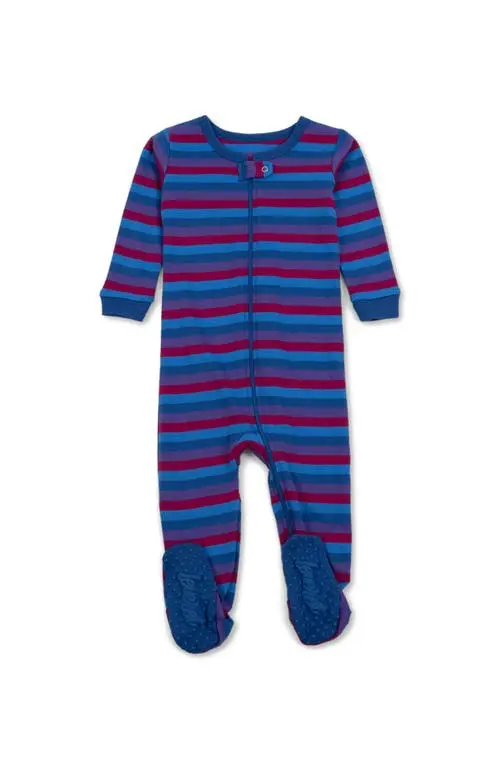 LEVERET Footed Striped Cotton Pajamas - Unicorn Stripes