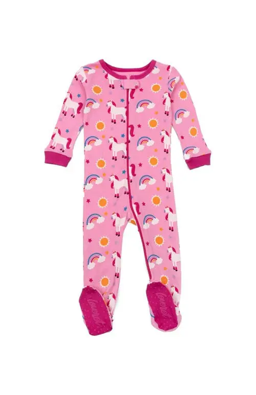 LEVERET Matching Family Pajamas - Unicorn Rainbow