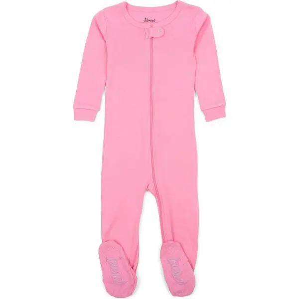LEVERET Footed Cotton Pajamas - Light Pink